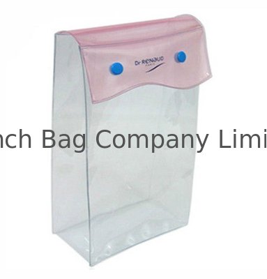 Watertight Makeup Clear PVC Bags with Button , Colored Transparent
