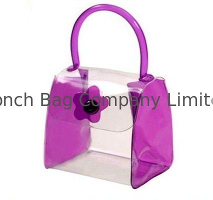 Environment Clear PVC Bags for Gift Packaging , Handle PVC Bag