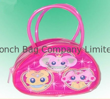 Cute Clear PVC Bags with Handle , Silk Screen Printing Pouch PVC Bag