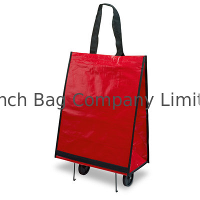 600D Polyester Folding Shopping Trolley Bag with Wheel , Blue