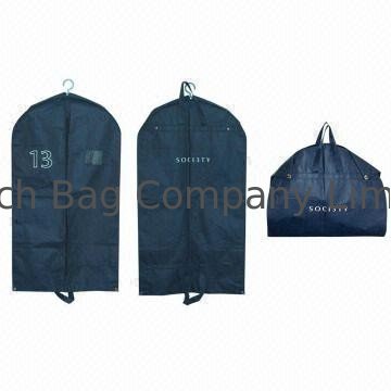 Reusable Non woven Suit Cover Garment Bag , Black Clothes Cover