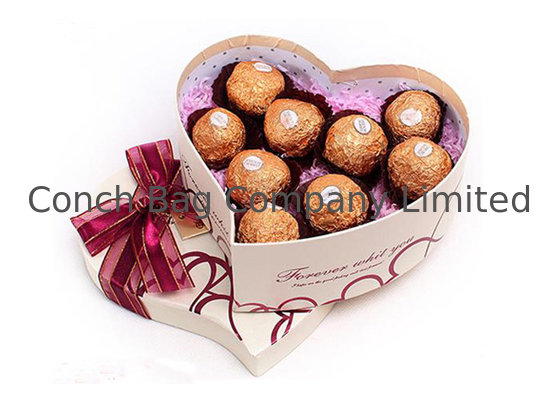 Heart Shape Chocolate  Recycled Cardboard Gift Boxes , OEM