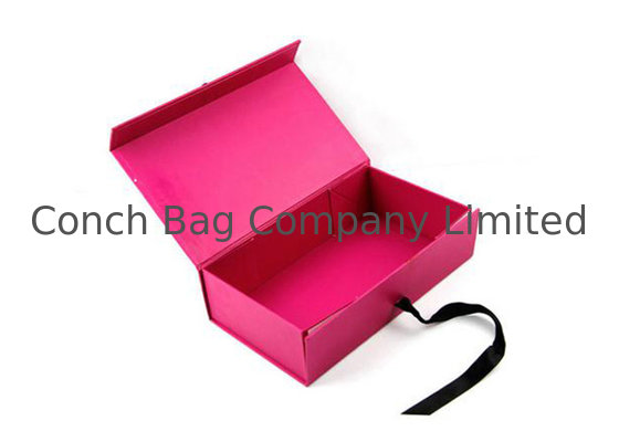 Red Ribbon Matt Lamination Recycled Cardboard Gift Boxes