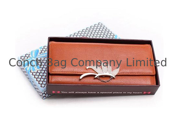Rectangular Leather Recycled Cardboard Gift Boxes , Wallet Packaging Box