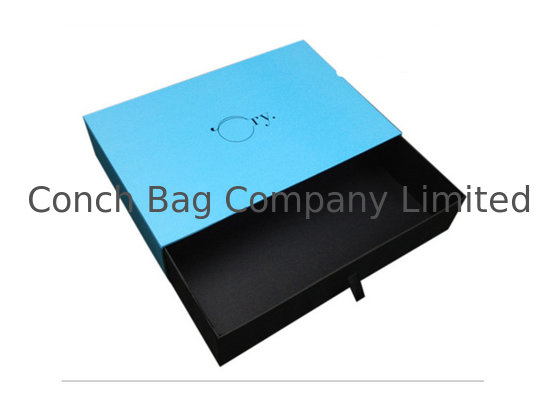 Logo Printed 1200g Recycled Cardboard Gift Boxes , Rectangle blue