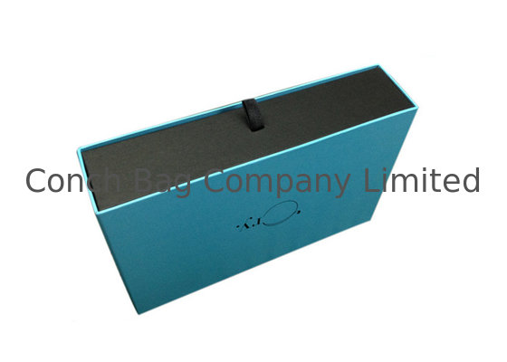 Logo Printed 1200g Recycled Cardboard Gift Boxes , Rectangle blue