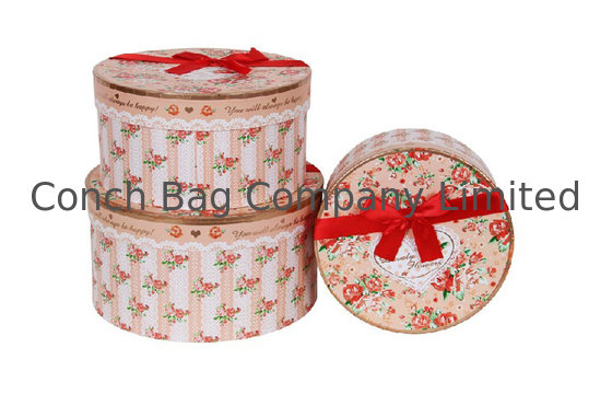 Round Hat Recycled Cardboard Gift Boxes , CMYK / Pantone box