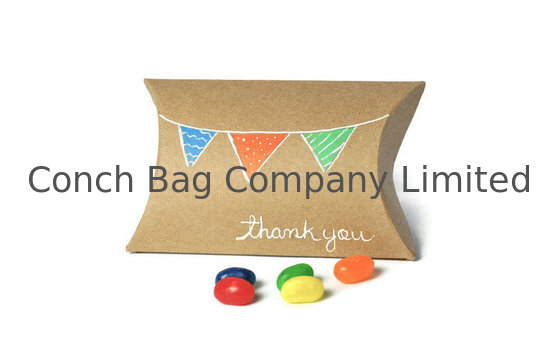 CMYK / PMS / Pantone Recycled Cardboard Gift Boxes , Kraft paper wedding pillow box