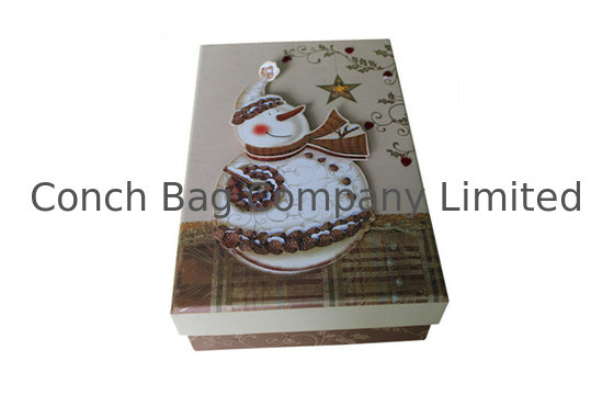 Custom Designed Recycled Cardboard Gift Boxes For Christmas Gift  With Snowman