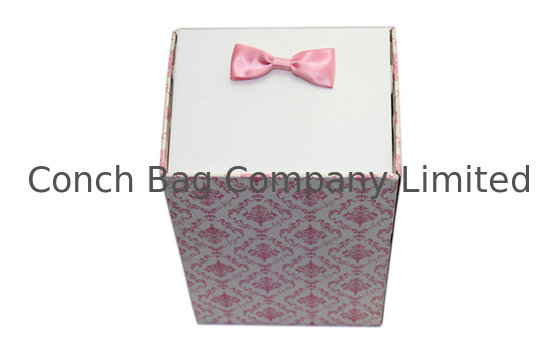 Pink Paper Packaging Gift Box with Tie Sticked , Recycled Plastic Boxes