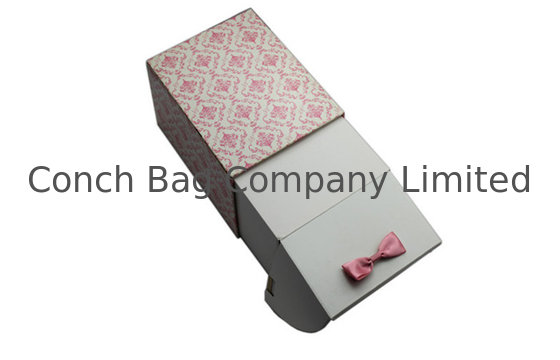 Pink Paper Packaging Gift Box with Tie Sticked , Recycled Plastic Boxes