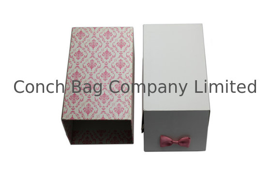 Pink Paper Packaging Gift Box with Tie Sticked , Recycled Plastic Boxes