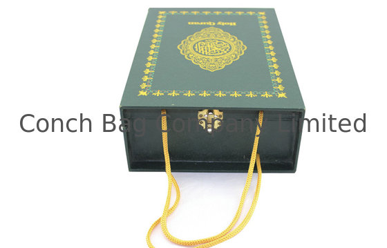 Gold stamping luxurious wine  recycled cardboard gift boxes with rope handle