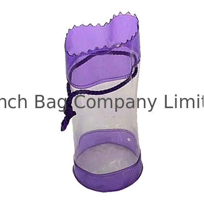 Custom Purple Clear PVC Bags With Drawstring For Cosmetic Packaging