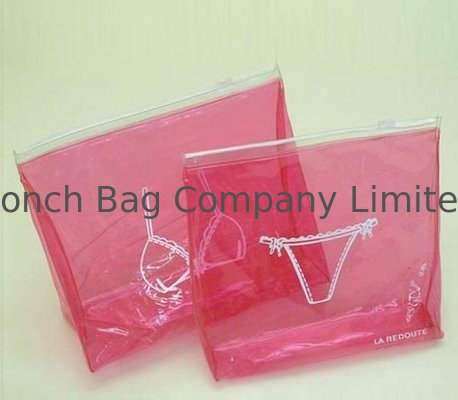 Red Small Clear PVC Bags With Zip Lock For Makeup Product