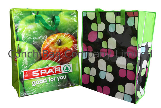 Black PP Woven Shopping Bags with Plastic Zipper