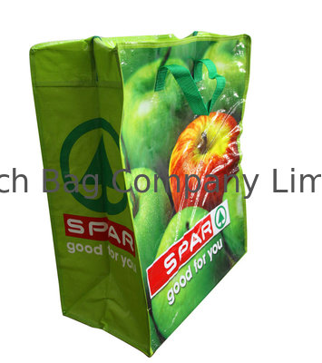 Black PP Woven Shopping Bags with Plastic Zipper