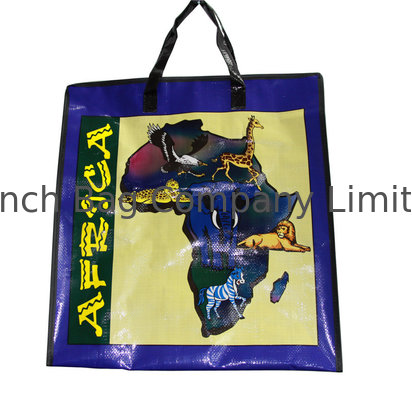 Africa Map PP Woven Shopping Bags Black Edge 4c Printing
