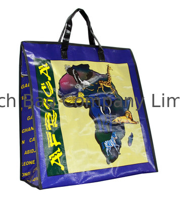Africa Map PP Woven Shopping Bags Black Edge 4c Printing
