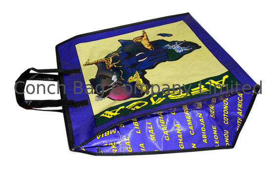 Africa Map PP Woven Shopping Bags Black Edge 4c Printing