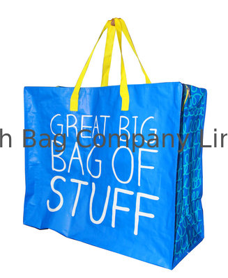 Portable 120gsm PP Woven Shopping Bags Full Zipper