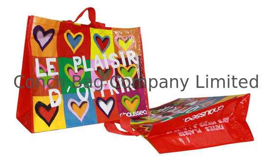 Coloful PP Woven Shopping Bags Heart Pattern 120gsm