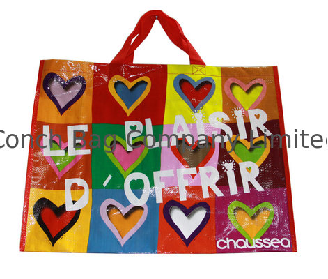 Coloful PP Woven Shopping Bags Heart Pattern 120gsm