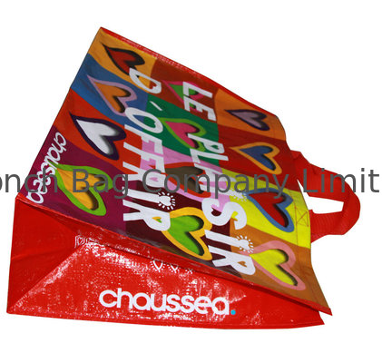 Coloful PP Woven Shopping Bags Heart Pattern 120gsm