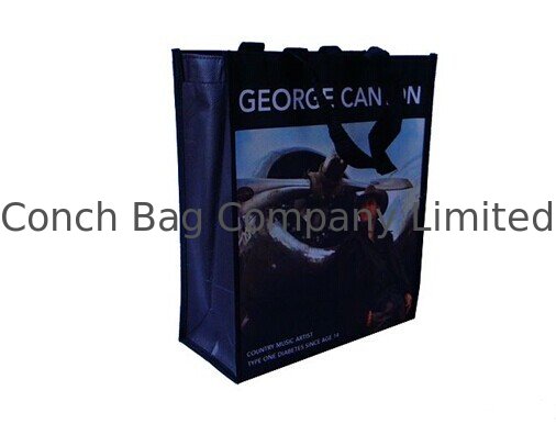 Customized logo Black PET Non Woven Bag Lightweight , nonwoven shopping bag