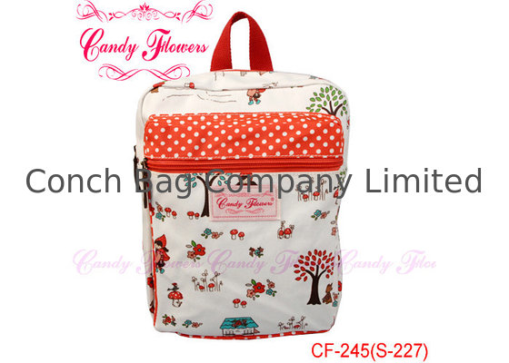 Customized Kids / Girl school backpacks flowery rucksack in White Red
