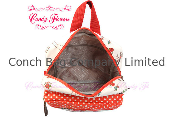 Customized Kids / Girl school backpacks flowery rucksack in White Red