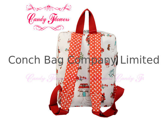 Customized Kids / Girl school backpacks flowery rucksack in White Red