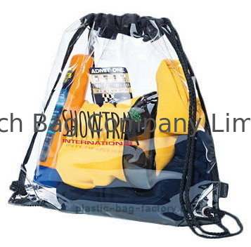 Stylish waterproof drawstring backpack / clear drawstring PVC beach bag