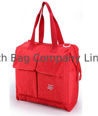 Promotional middle size blue nylon shoulder bag for colleage students