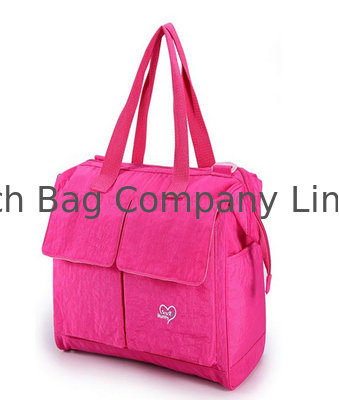 Lightweight durable Nylon shoulder bag white with side pocket outside