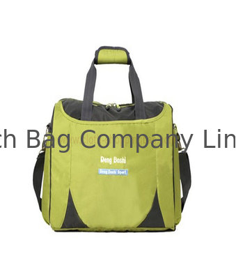 Green durable sports men nylon shoulder gym bag large with zipper