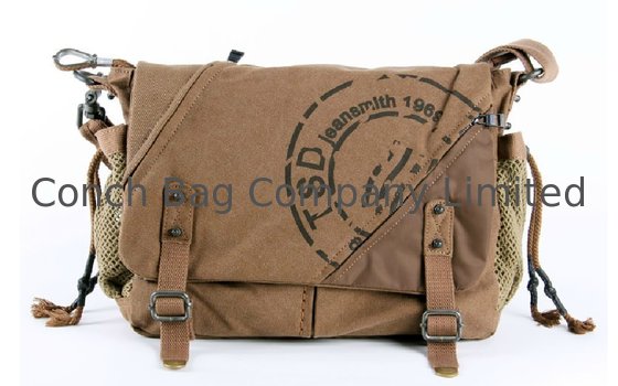 Mens Cotton Canvas Messenger shoulder bag Backpack Khaki 50 - 70L