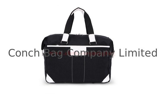 Black lightweight cloth luggage duffel travel bags with long shoulder strap