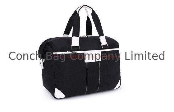 Black lightweight cloth luggage duffel travel bags with long shoulder strap