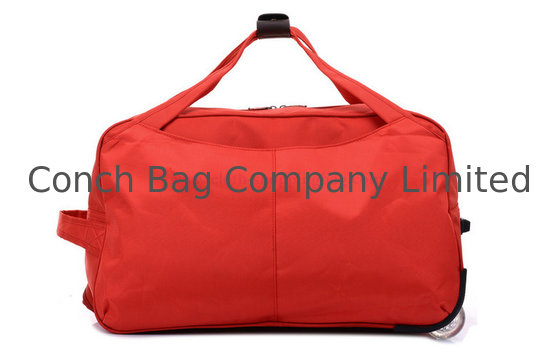 22 inch wheeled red duffel cloth travel Trolley bag with telescoping handle