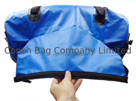 Special opening blue 600D PVC waterproof duffel bag for travelling / rafting