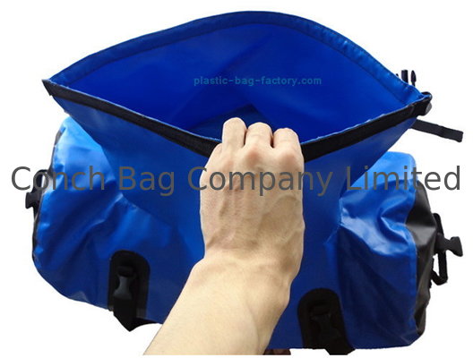Special opening blue 600D PVC waterproof duffel bag for travelling / rafting