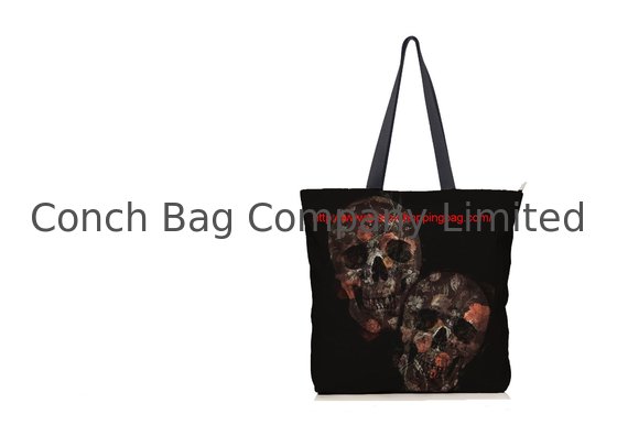 Customized  heat-printing technology canvas tote bag with spaceship pattern