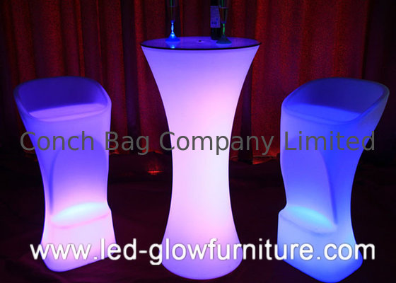 Modern Glowing LED Bar Chair / Stools , Polyethylene plastic illuminated cocktail table