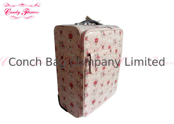 Girls Pink rugged travel luggage 20 inch cute 2 wheel suitcase
