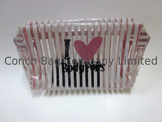Customized transparent travel cosmetic bag with zipper for ladies / girl