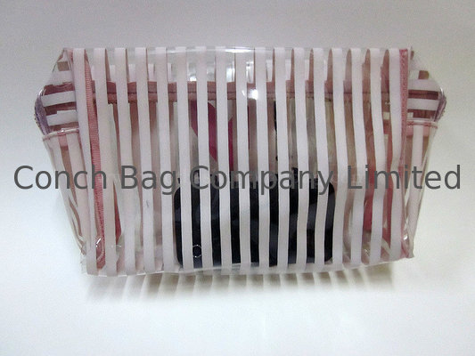 Customized transparent travel cosmetic bag with zipper for ladies / girl