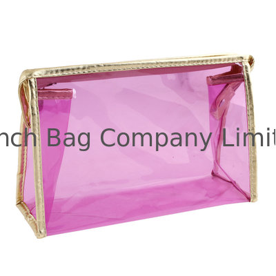  Clear Purple PVC Zipper Bank Bags Cosmetic Bag Makeup Case Toiletries Holder