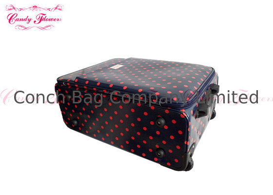 Lightweight 24 inch suitcase Ladies Trolley Bag with blue and red polka dot