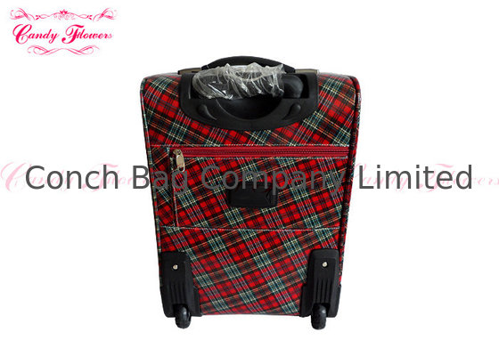 Red plaid waterproof 18 inch Ladies Trolley Bag 4 wheel cabin luggage